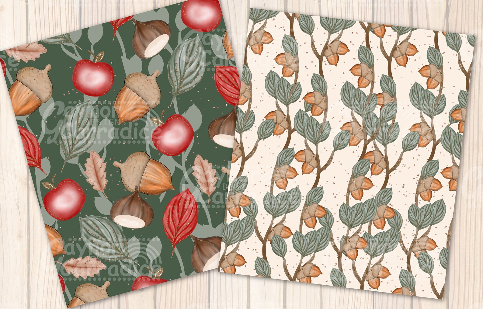 Woodland Animals Digital Papers Watercolor Autumn Seamless - Etsy