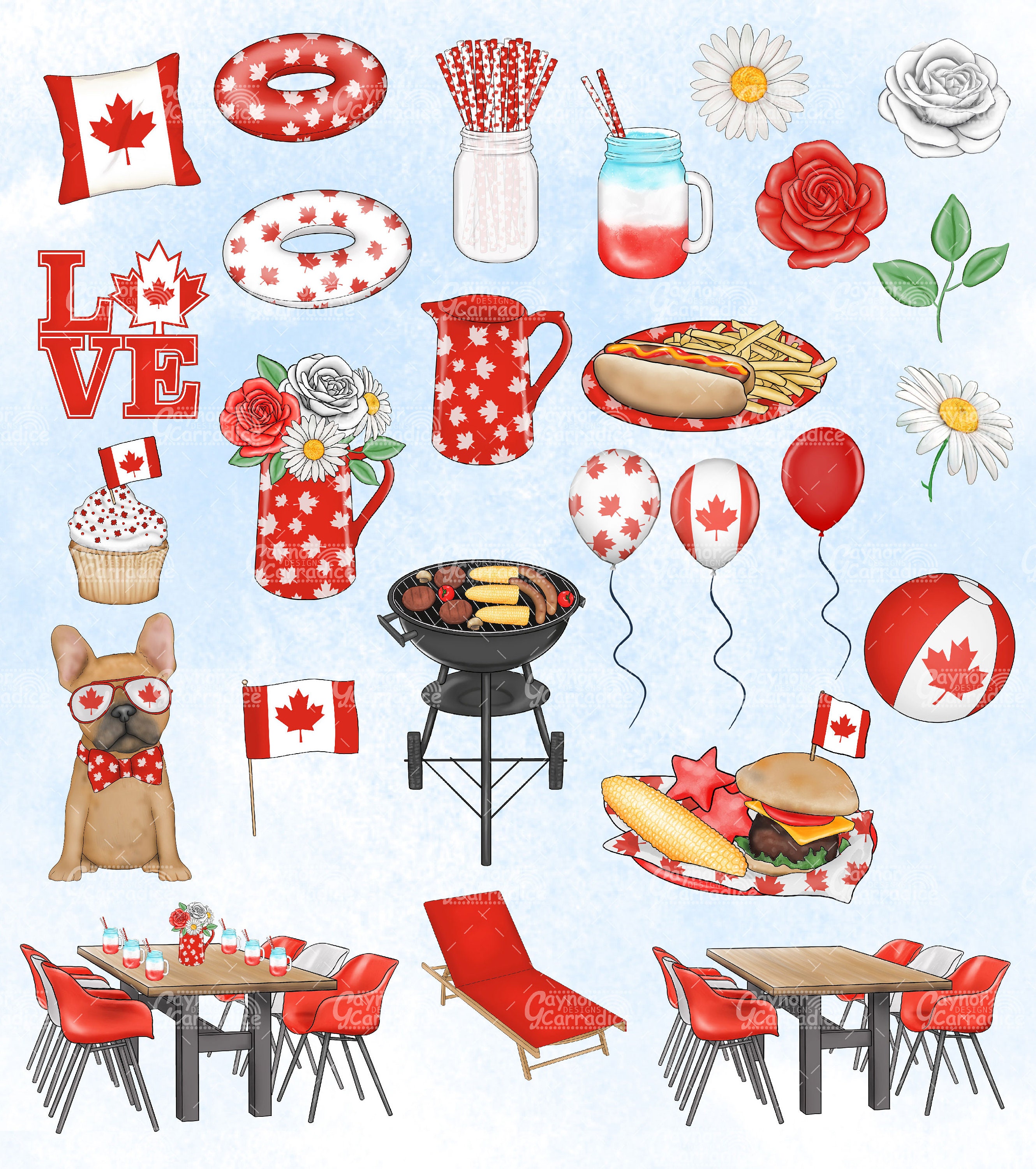 Canada Day Clipart 44 Piece Watercolor Canadian Clipart Set - Etsy UK