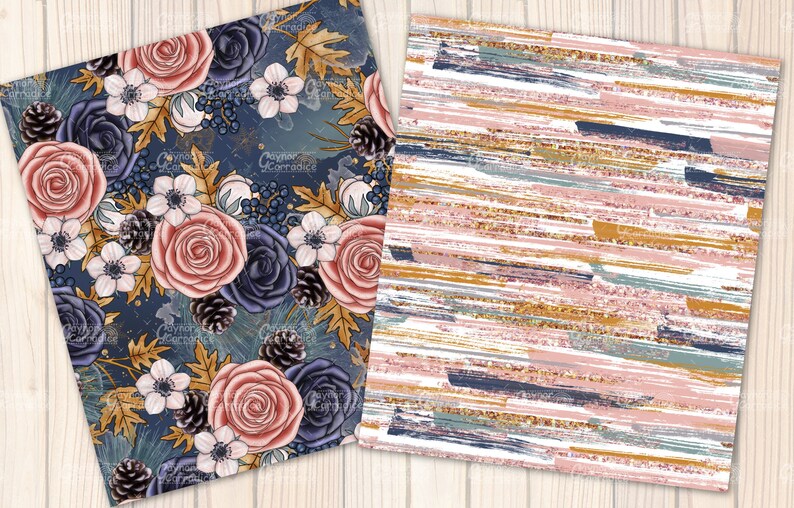 Watercolor winter digital papers 12 Christmas seamless | Etsy