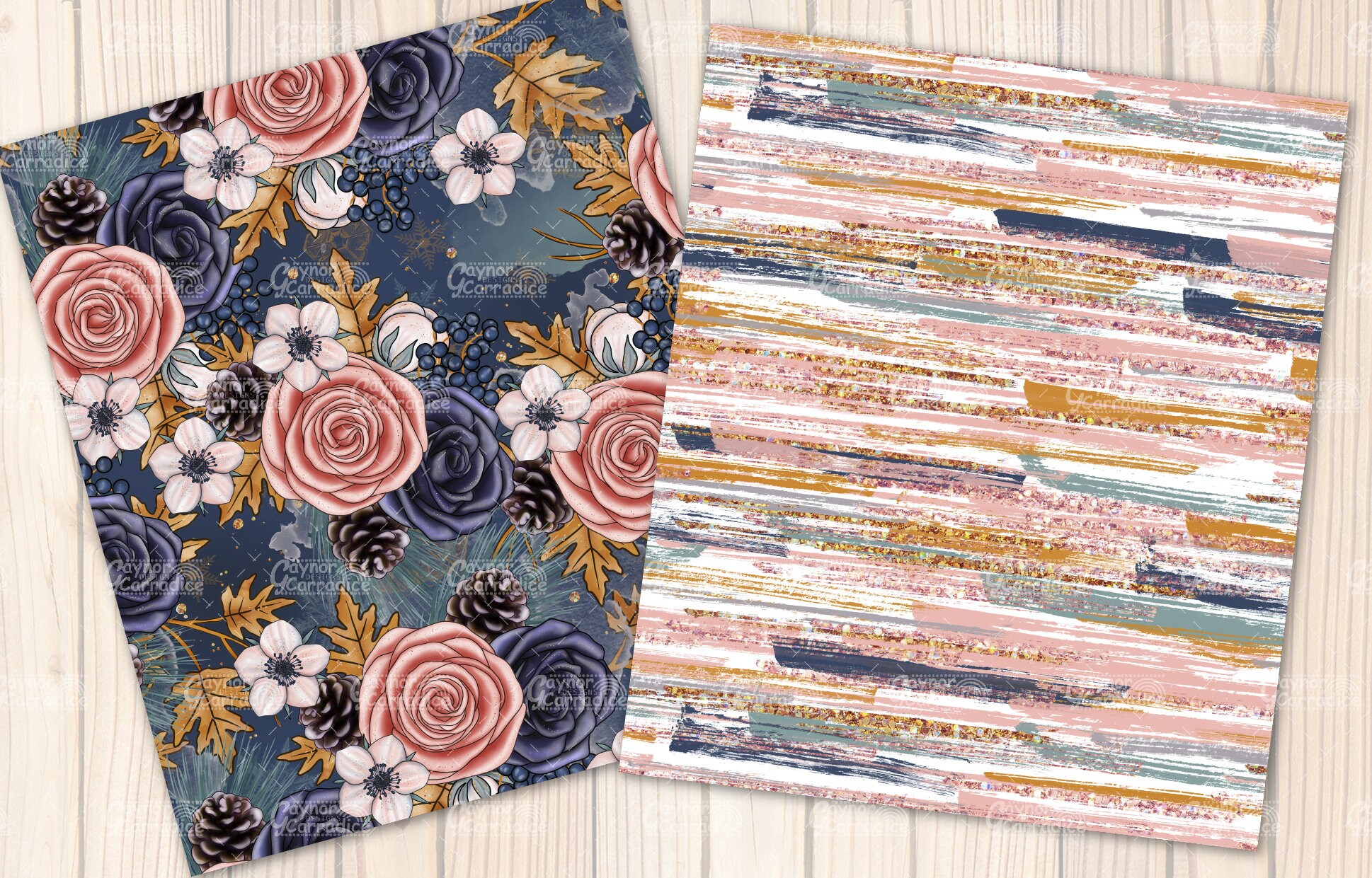 Watercolor Winter Digital Papers - 12 Christmas Seamless Patterns ...