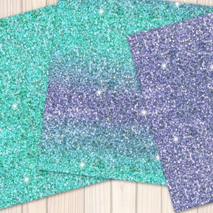 Mermaid Glitter Digital Papers - Pink, Aqua, Blue, Teal Ombre Glitter ...