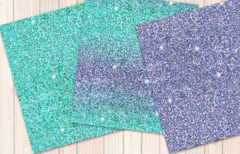 Mermaid Glitter Digital Papers Pink Aqua Blue Teal Ombre | Etsy