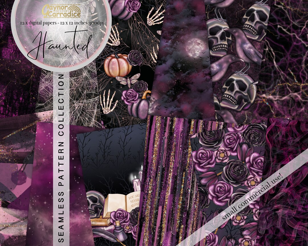 Haunted - 12 Halloween Digital Papers, Spooky Watercolor Seamless ...