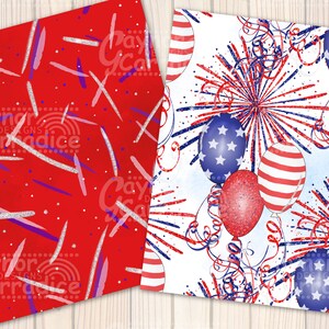 4th July Digital Paper Independence Day Seamless Patterns Fashion ...