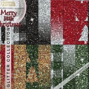 Traditional Christmas Glitter Digital Papers - Plaid Glitter Seamless ...
