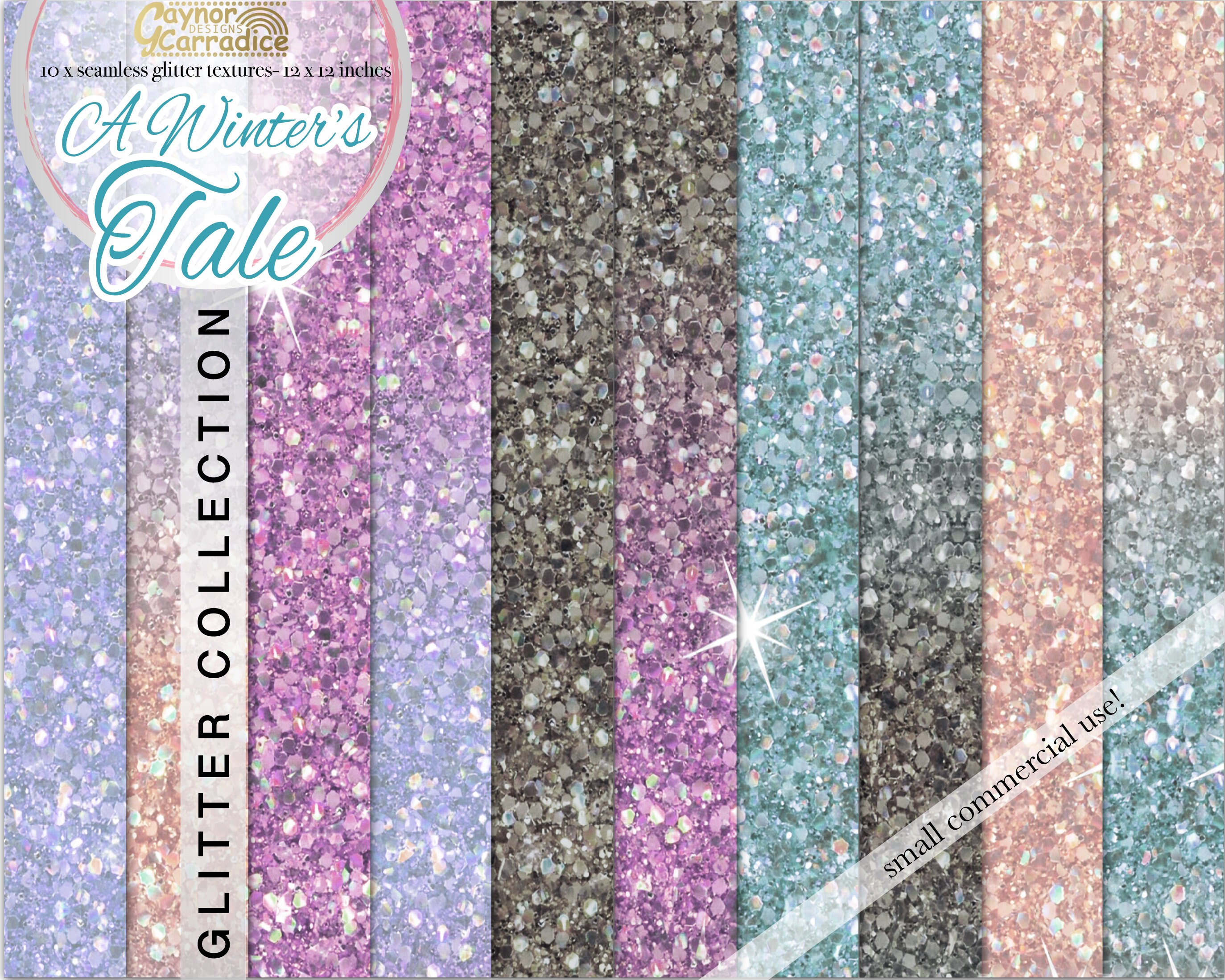 Winter glitter digital papers in lilac peach and blue 10 | Etsy