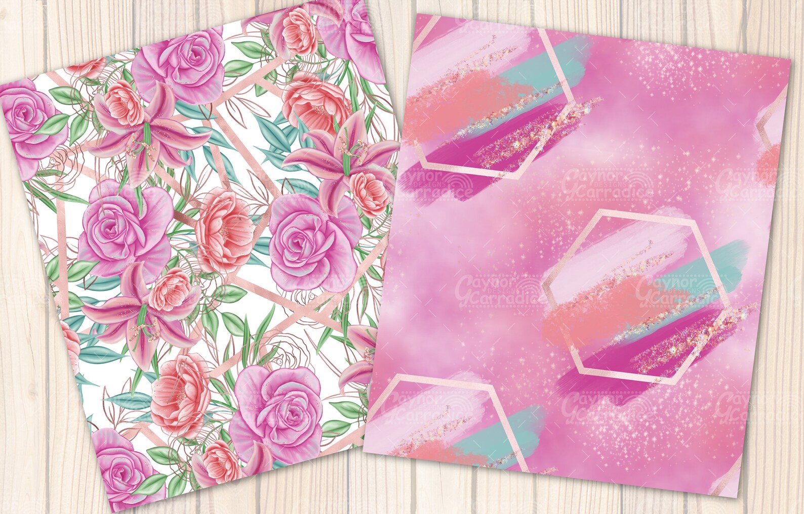 Mothers Day Digital Paper 12 Floral Geometric Seamless | Etsy