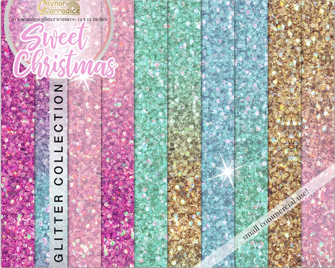Realistic Unicorn Christmas Glitter Digital Papers in Pink, Mint, Blue ...