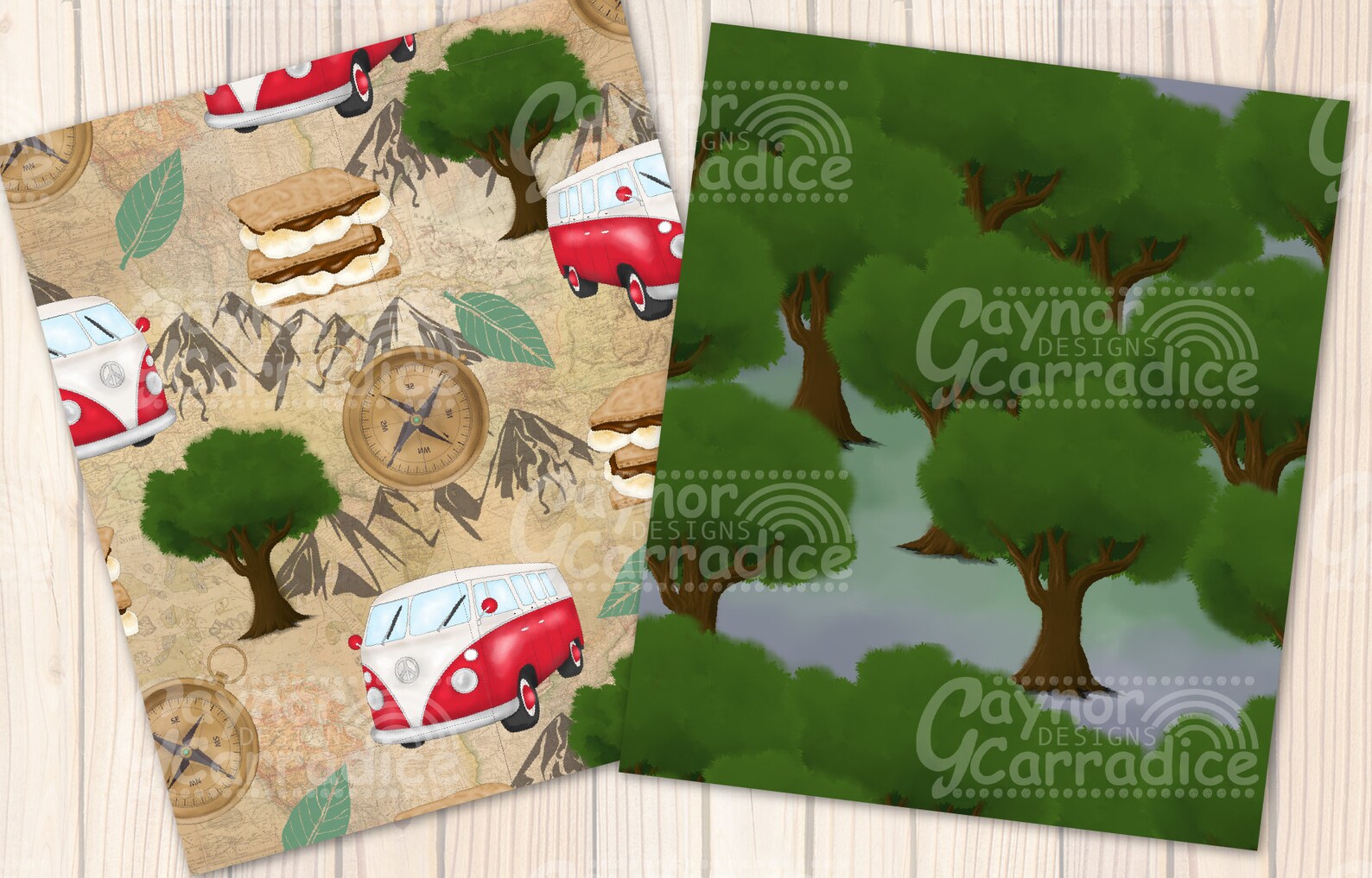 Travel digital papers Camping seamless patterns Woodland paper | Etsy