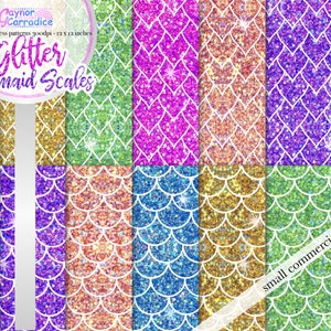 Glitter Mermaid Digital Paper Mermaid Scales Seamless Patterns Gold ...