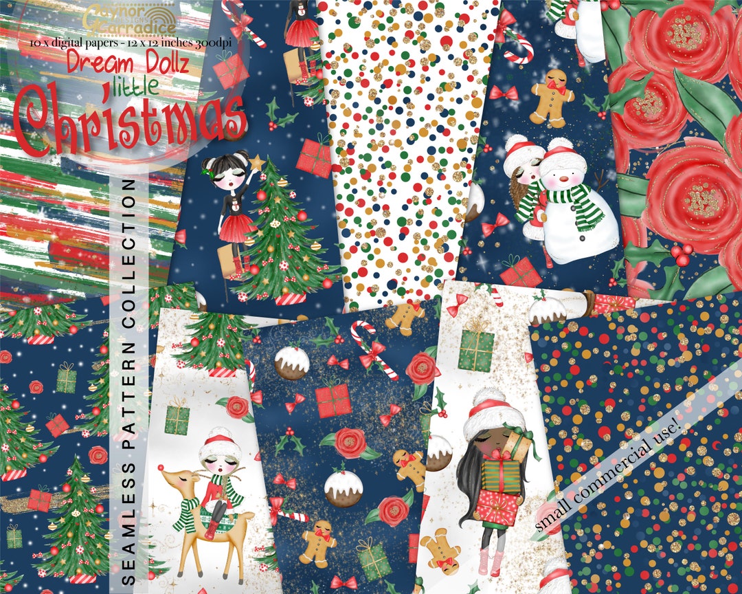 Cute Christmas Digital Papers - Christmas Seamless Patterns, Festive ...