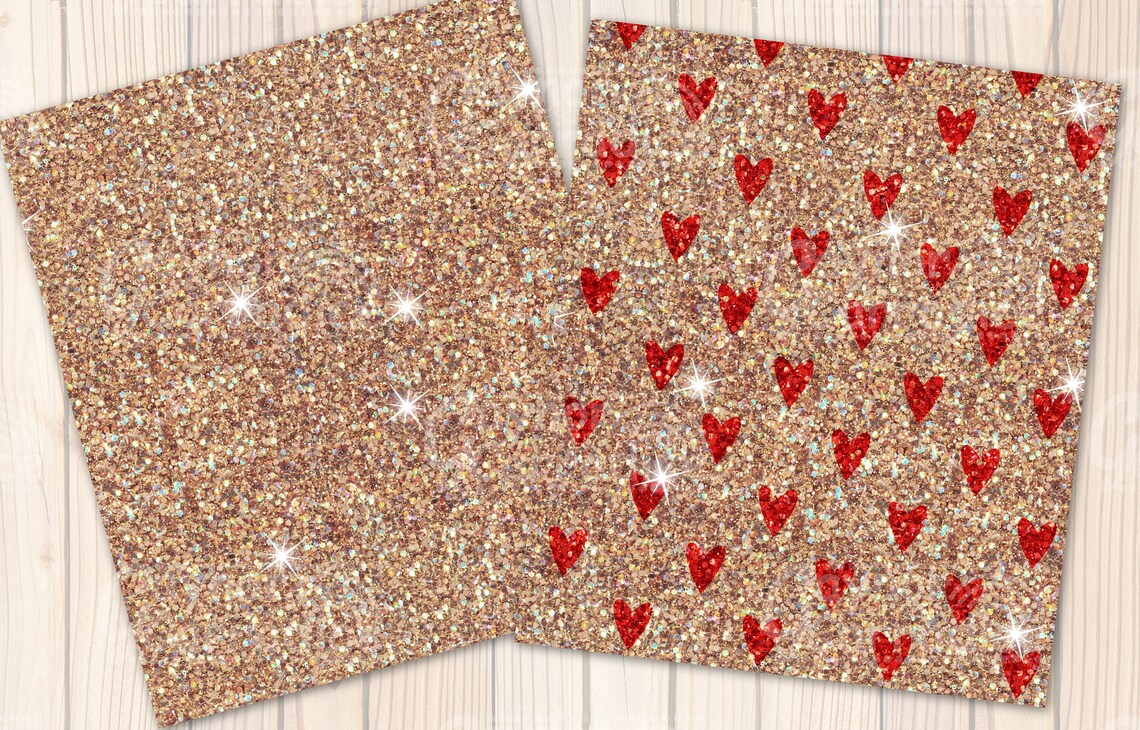 Valentines Glitter Digital Papers - Spring Ombre and Hearts Glitter ...