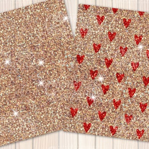 Valentines Glitter Digital Papers - Spring Ombre and Hearts Glitter ...