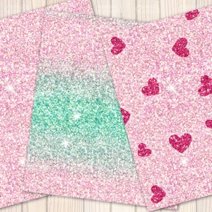Valentines Day Glitter Digital Papers - Pink, Red, Mint, Chocolate ...
