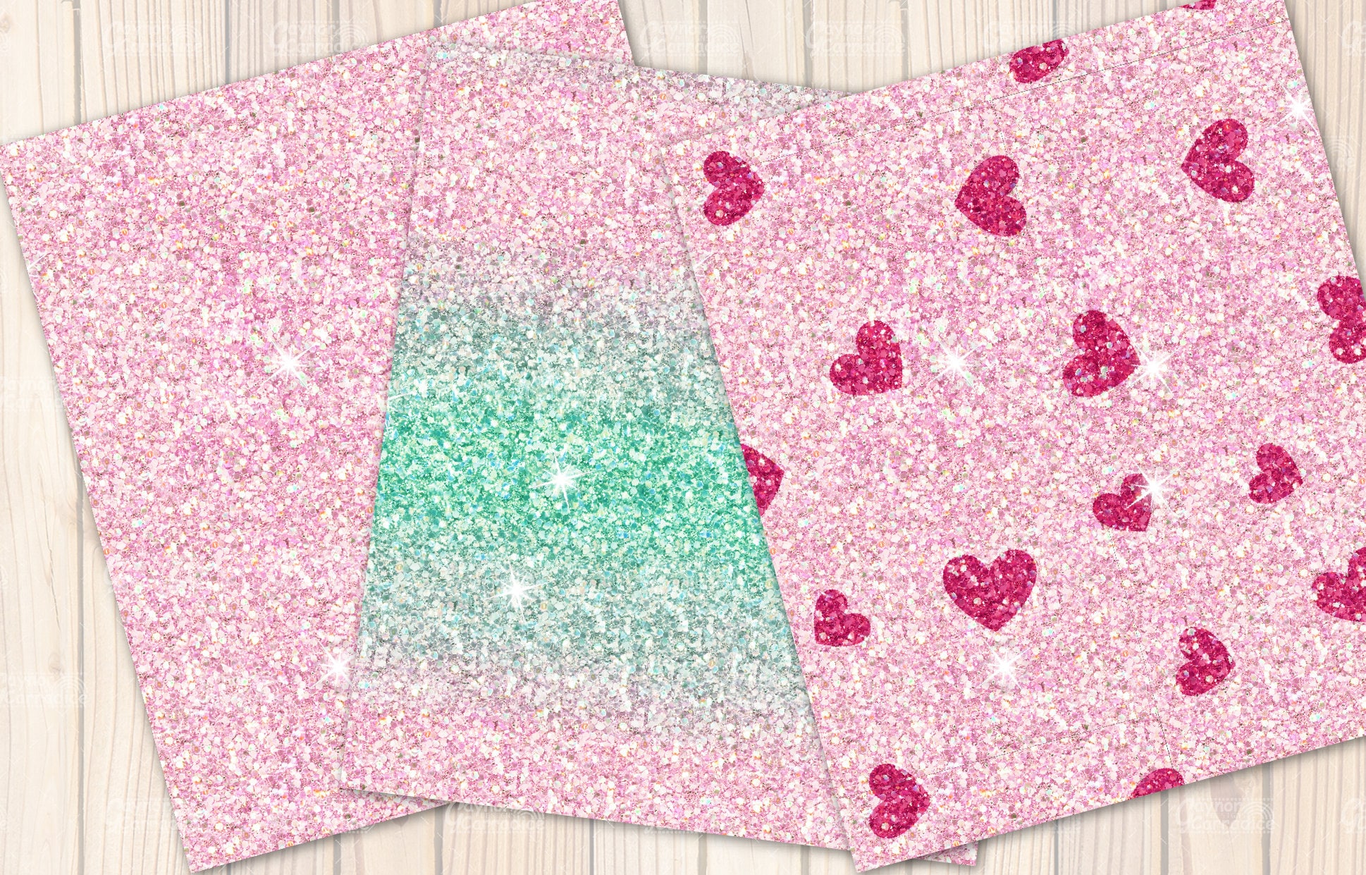 Valentines Day Glitter Digital Papers - Pink, Red, Mint, Chocolate ...
