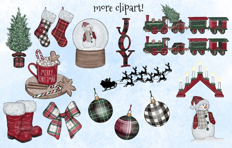 Merry little Christmas clipart 65 piece cozy Christmas | Etsy