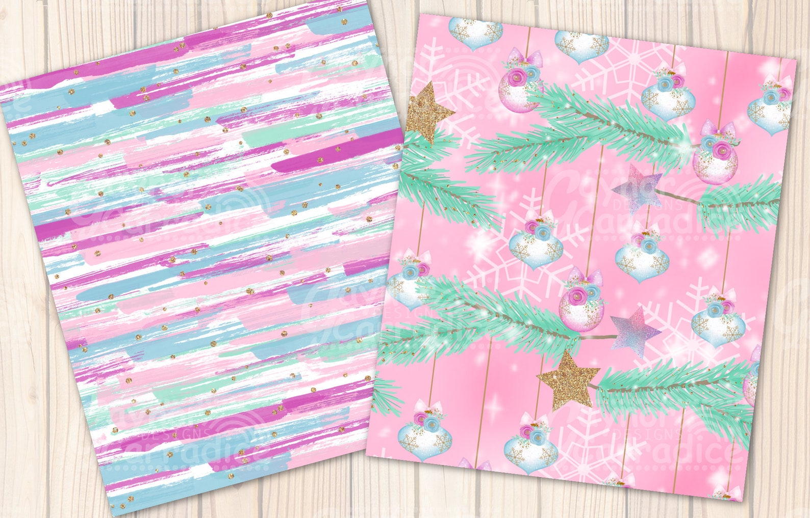 Unicorn Christmas Digital Papers 10 Winter Unicorn Seamless | Etsy