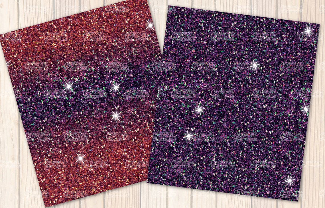 Autumn glitter digital papers rust purple orange ombre | Etsy
