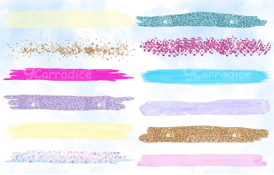 Unicorn Brushes Clipart Brush Strokes Clip Art Glitter Brushes ...