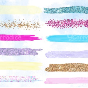 Unicorn Brushes Clipart Brush Strokes Clip Art Glitter Brushes ...