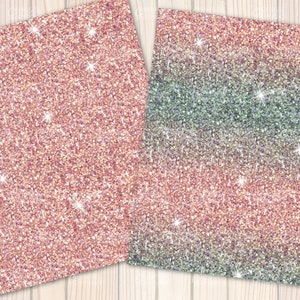 Winter Glitter Digital Papers - Rose Gold, Navy, Silver Ombre Glitter ...