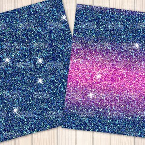 Space Glitter Digital Papers - Pink, Gold, Cyan, Purple Ombre Glitter ...