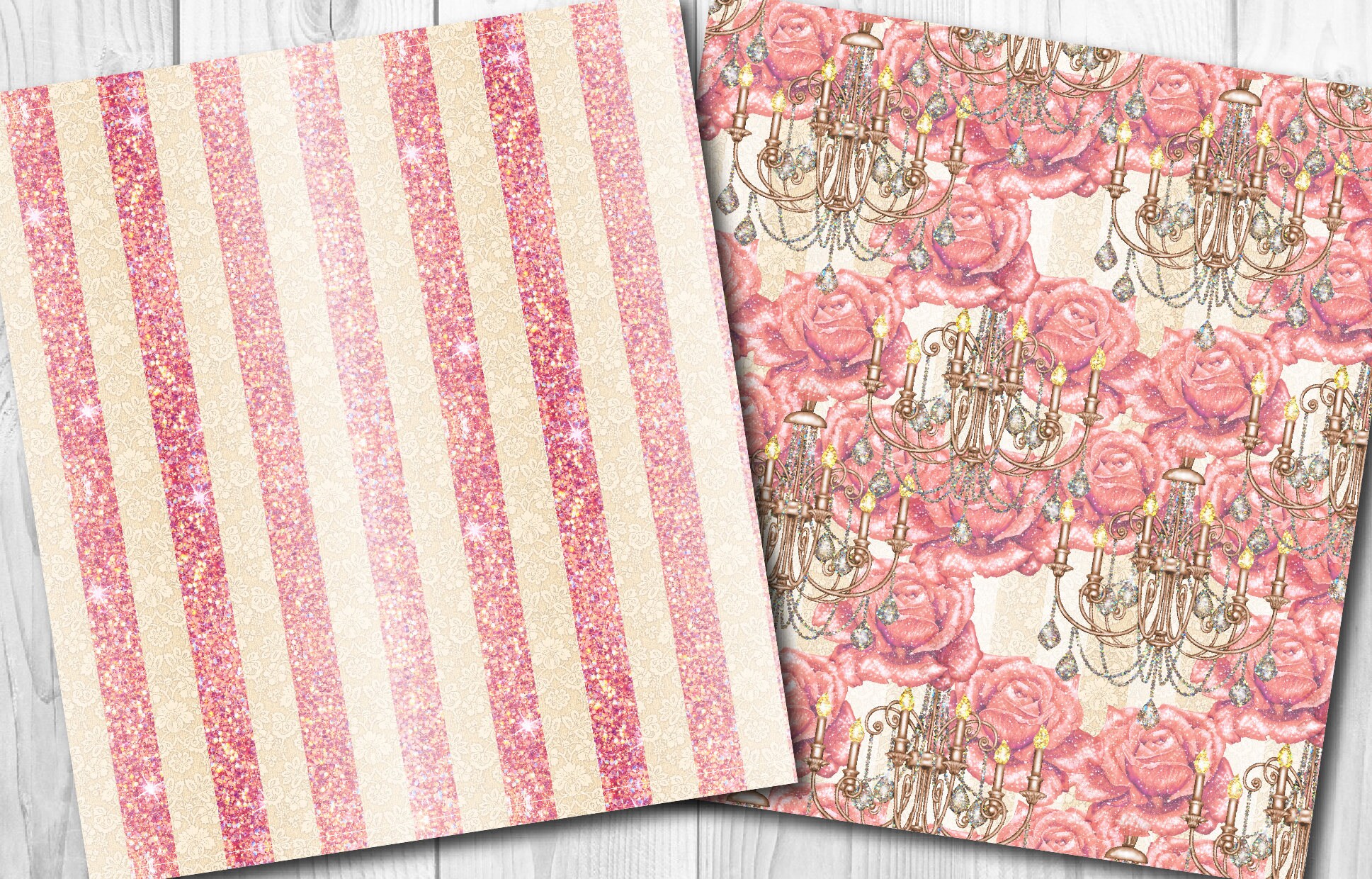New Years Eve Digital Paper Party Seamless Patterns Rose Gold Paper ...