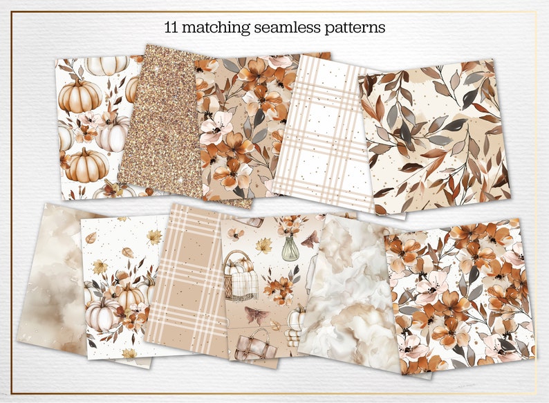 Boho Autumn Clipart Bundle - Pastel Fall Digital Paper / Fall Clipart ...