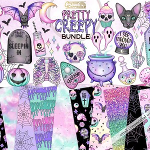 Pretty Creepy Clipart Bundle - Cute Halloween Digital Paper / Clipart ...