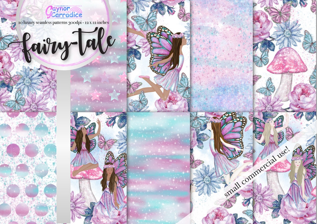 Fairy Digital Paper Watercolor Fairies Seamless Pattern Spring Faeries ...