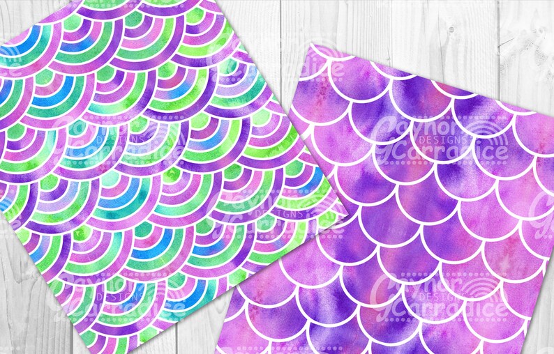 Mermaid Scales Digital Paper, Mermaid Scales Seamless Patterns ...