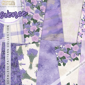 Spring Lavender Digital Papers - 12 Watercolor Purple Seamless Patterns ...