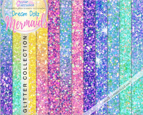 Mermaid Glitter Digital Papers Ombre Glitter Seamless | Etsy