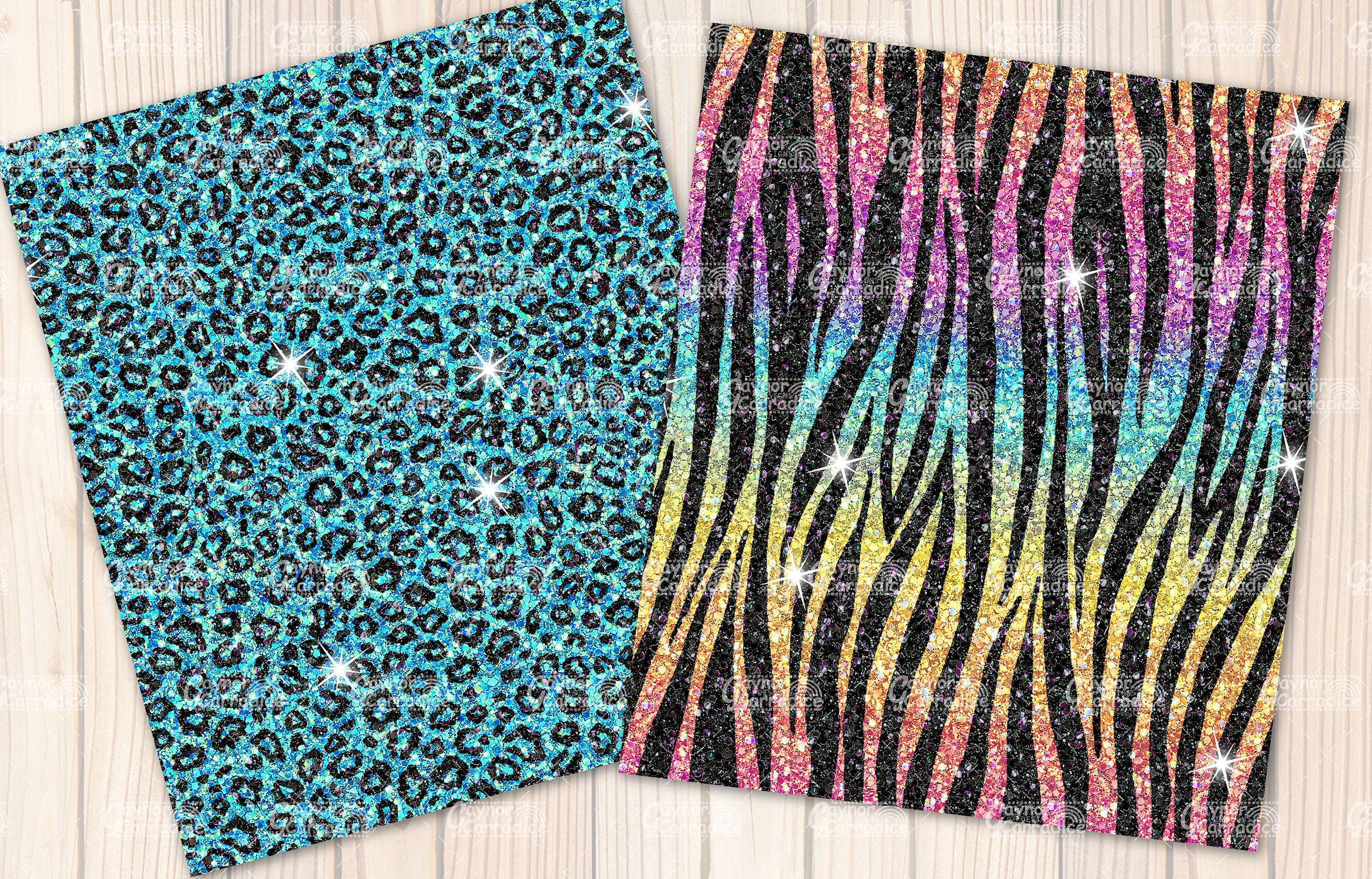 Happy Place- Animal Glitter Digital Papers - Zebra and Leopard Glitter ...