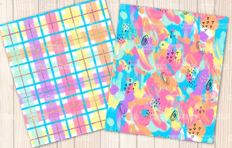 Happy Place - Rainbow Digital Papers - 12 Watercolor Summer Seamless ...