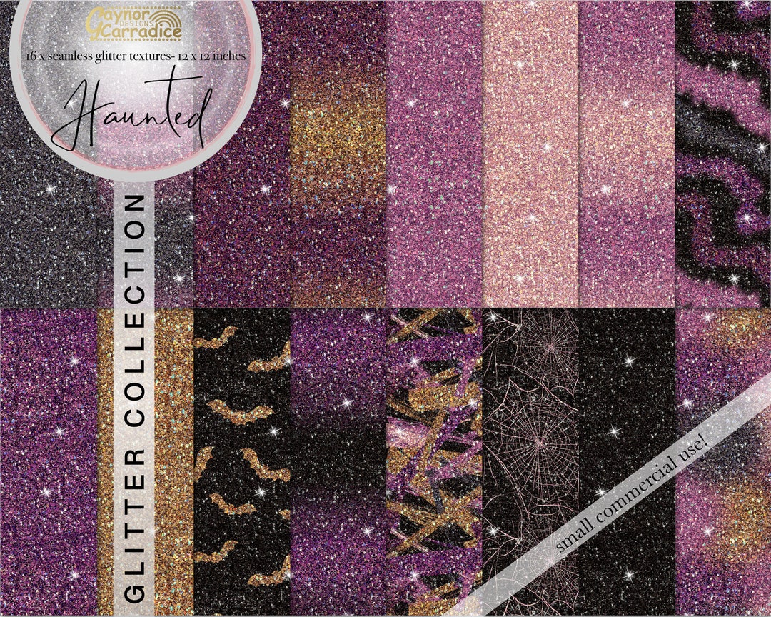 Halloween Glitter Digital Papers - Purple, Black, Gold Glitter Seamless ...