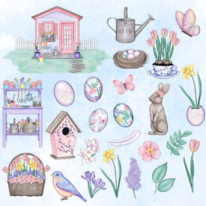 Spring Fresh Clipart - 39 Pastel Spring Clip Art - Watercolor Easter ...