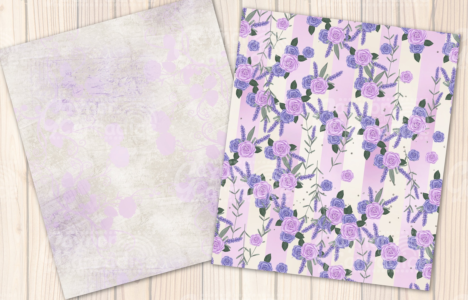 Spring Lavender Digital Papers - 12 Watercolor Purple Seamless Patterns ...