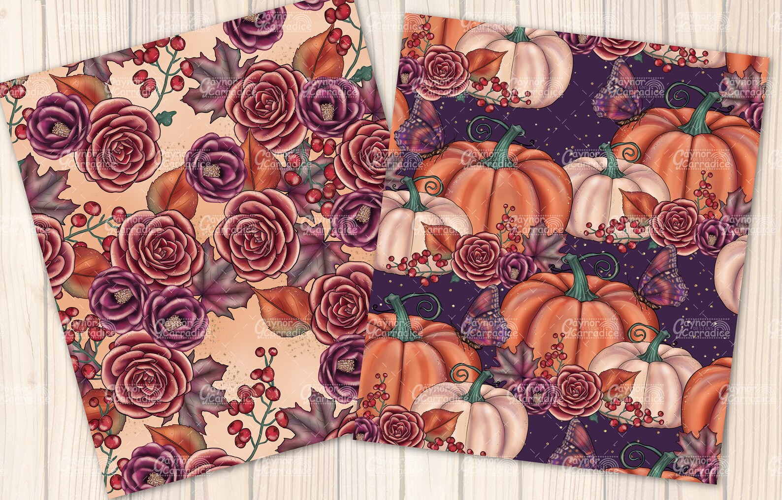 Watercolor Autumn Digital Papers 12 Dragon Seamless - Etsy