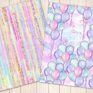 Birthday Digital Papers - 12 Watercolor Pastel Seamless Patterns, Party ...