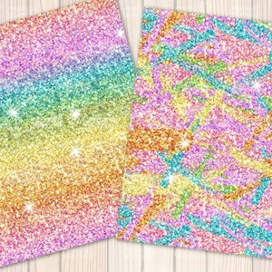 Rainbow Glitter Digital Papers - Multi Colored Ombre Glitter Seamless ...