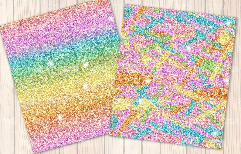 Rainbow Glitter Digital Papers Multi Colored Ombre Glitter - Etsy UK