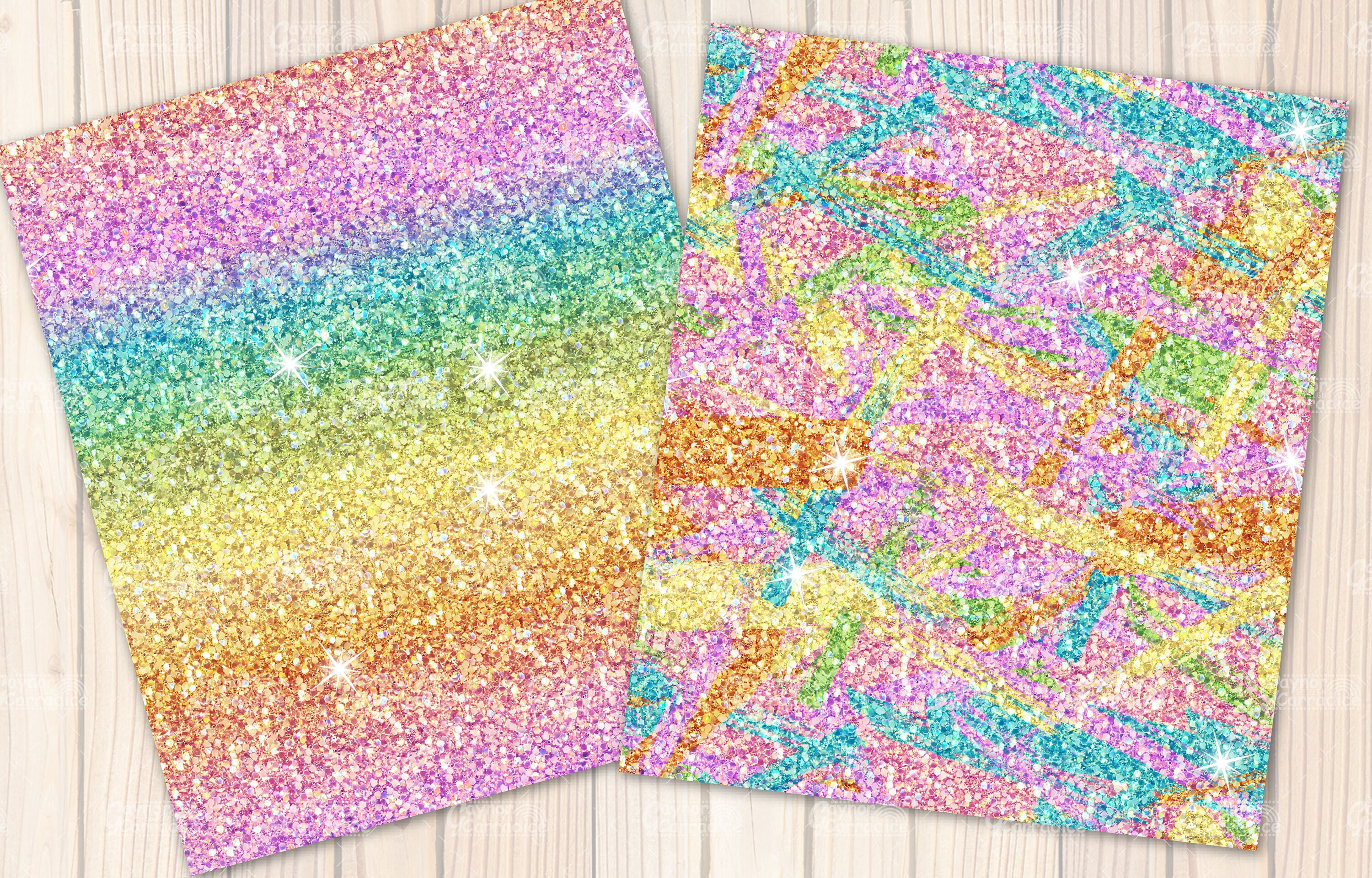 Rainbow Glitter Digital Papers - Multi Colored Ombre Glitter Seamless ...