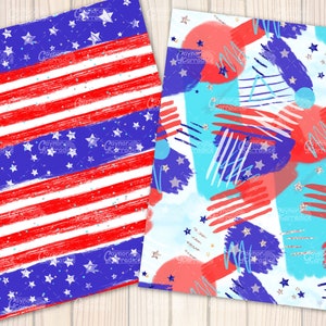 4th of July Digital Papers - 12 Watercolor Independence Day Seamless ...