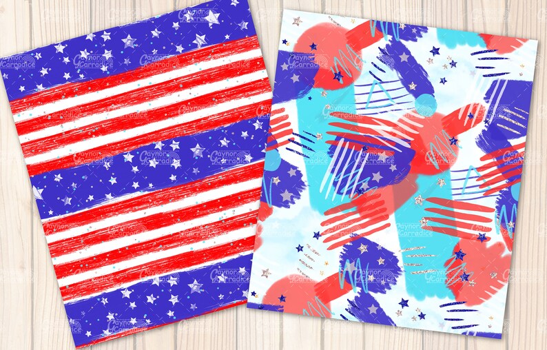 4th of July digital papers 12 watercolor Independence Day | Etsy