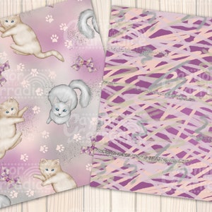 Cute Cats Digital Papers - 10 Watercolor Pastel Seamless Patterns ...