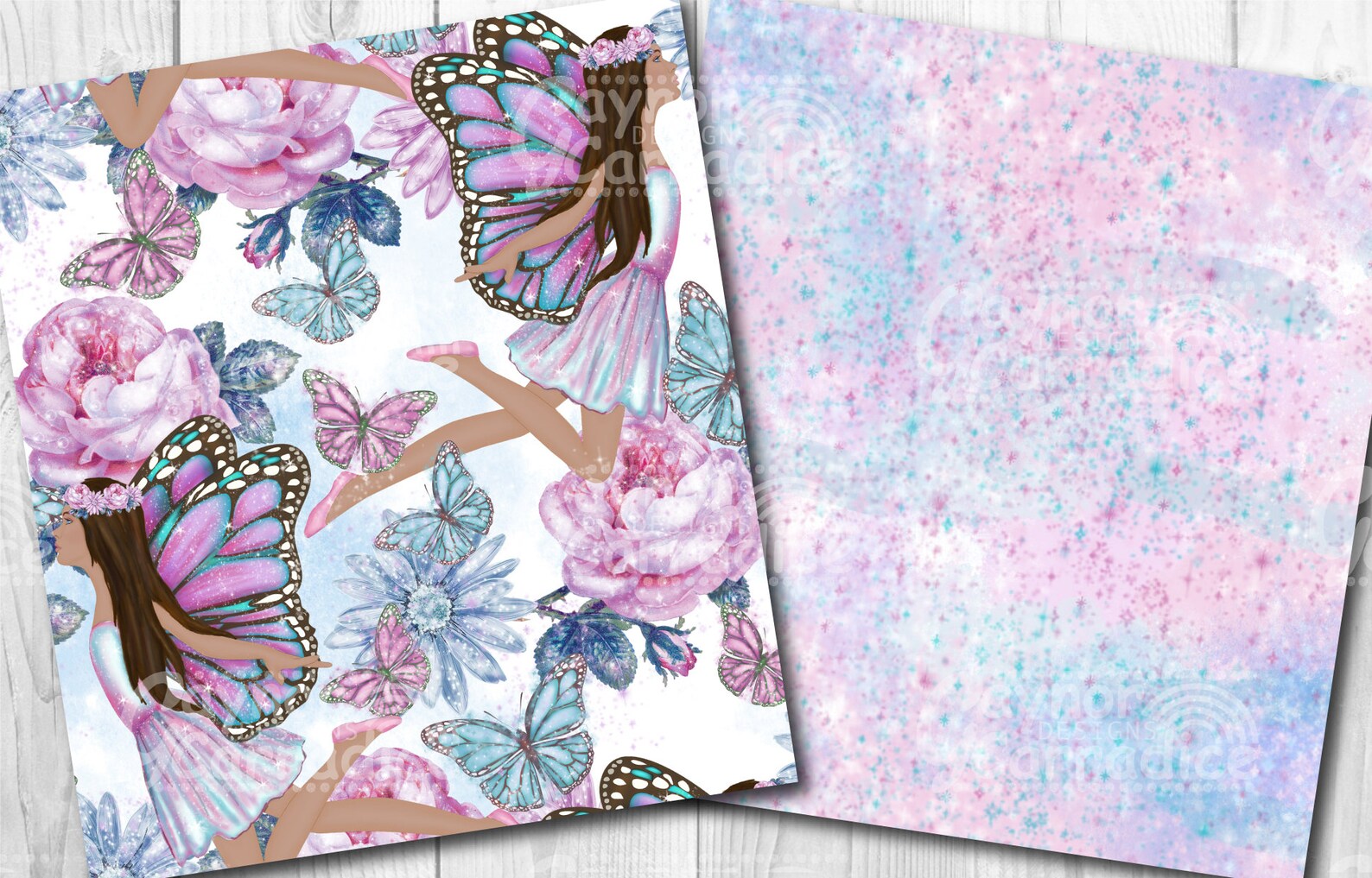 Fairy Digital Paper Watercolor Fairies Seamless Pattern Spring Faeries ...