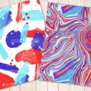 4th of July Digital Papers - 12 Watercolor Independence Day Seamless ...