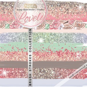 Valentine Brush Strokes Clipart - Rose Gold Glitter Paint Strokes ...