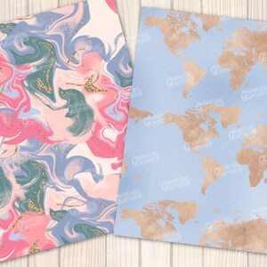 Travel Digital Papers - 12 Watercolor Vacation Seamless Patterns ...